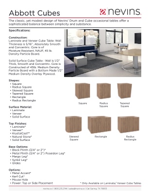 Abbott Specification Sheet | 1-800-231-2744