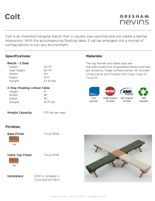 Colt Specification Sheet | 1-800-231-2744