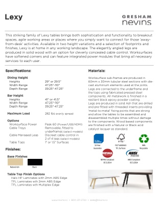 Lexy Specification Sheet | 1-800-231-2744