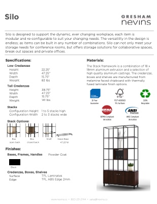 Silo Specification Sheet | 1-800-231-2744