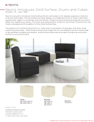 Solid Surface Press Release | 1-800-231-2744