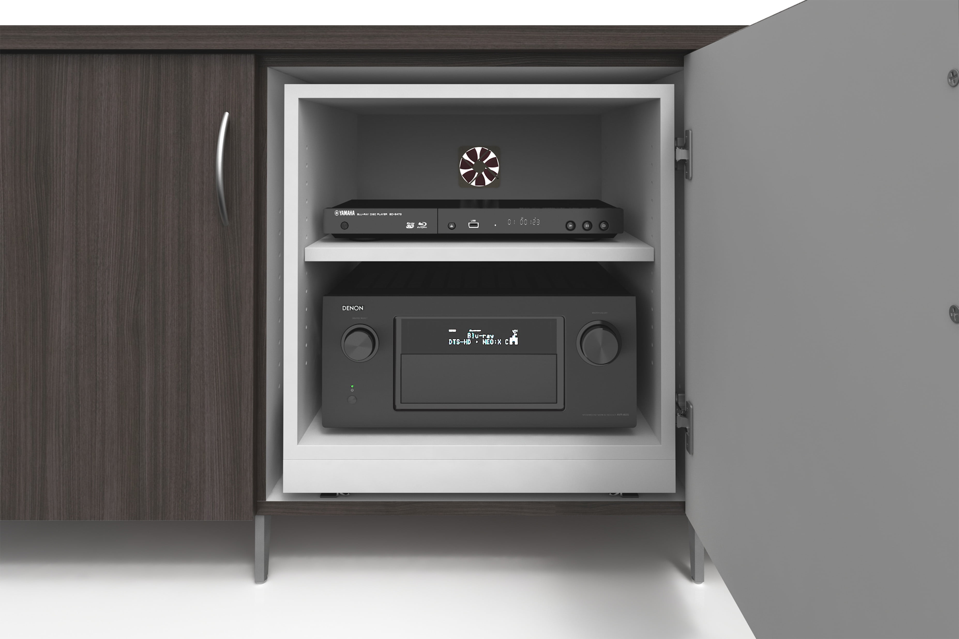 Electronic Storage Credenza Library | Nevins Office Furniture | 1-800 ...